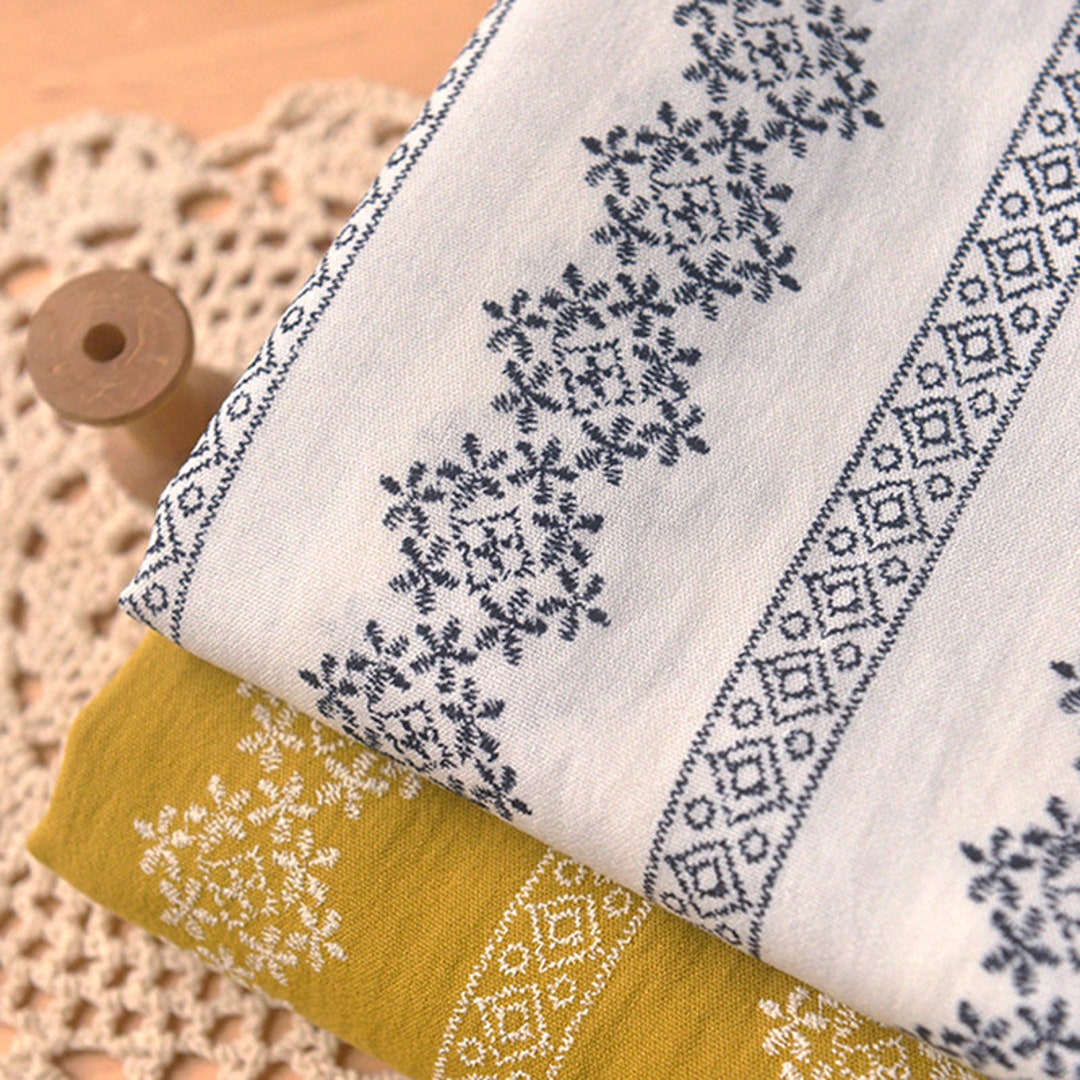 Jacquard Flower Cotton Linen Fabric, Linen Fabric, Clothing Fabric, DIY ...