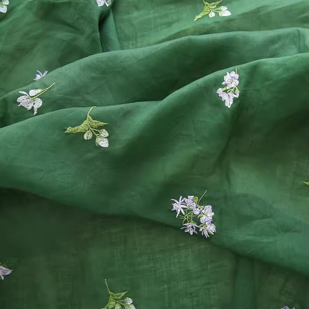 Floral Embroidered Ramie Fabric, 100% Nature Ramie Sheer Fabric ...