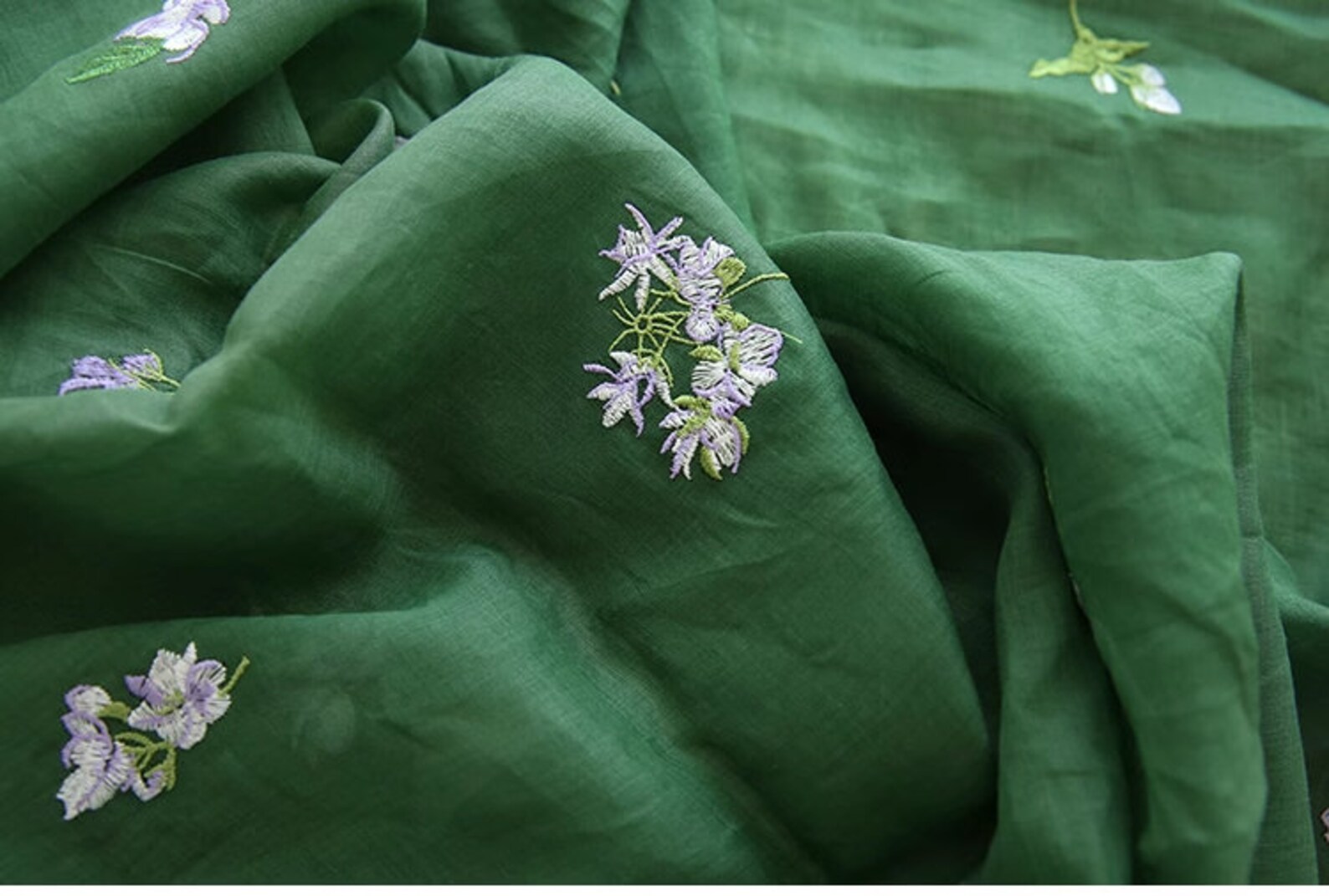 Floral Embroidered Ramie Fabric, 100% Nature Ramie Sheer Fabric ...