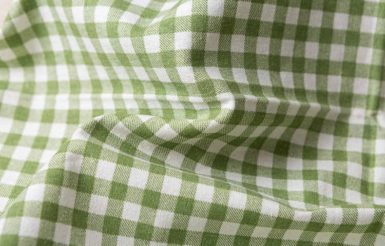 Green Cotton Linen Check Fabric, Dress Fabric, Decoration Fabric, Throw ...