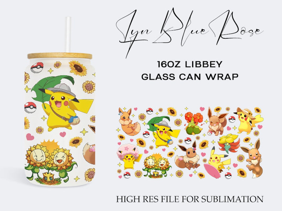 Poke Glass Can Wrap Poke 16oz Libbey Can Glass Cartoon - Etsy
