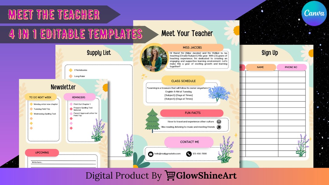 Cute Pastel Meet the Teacher Template - Etsy