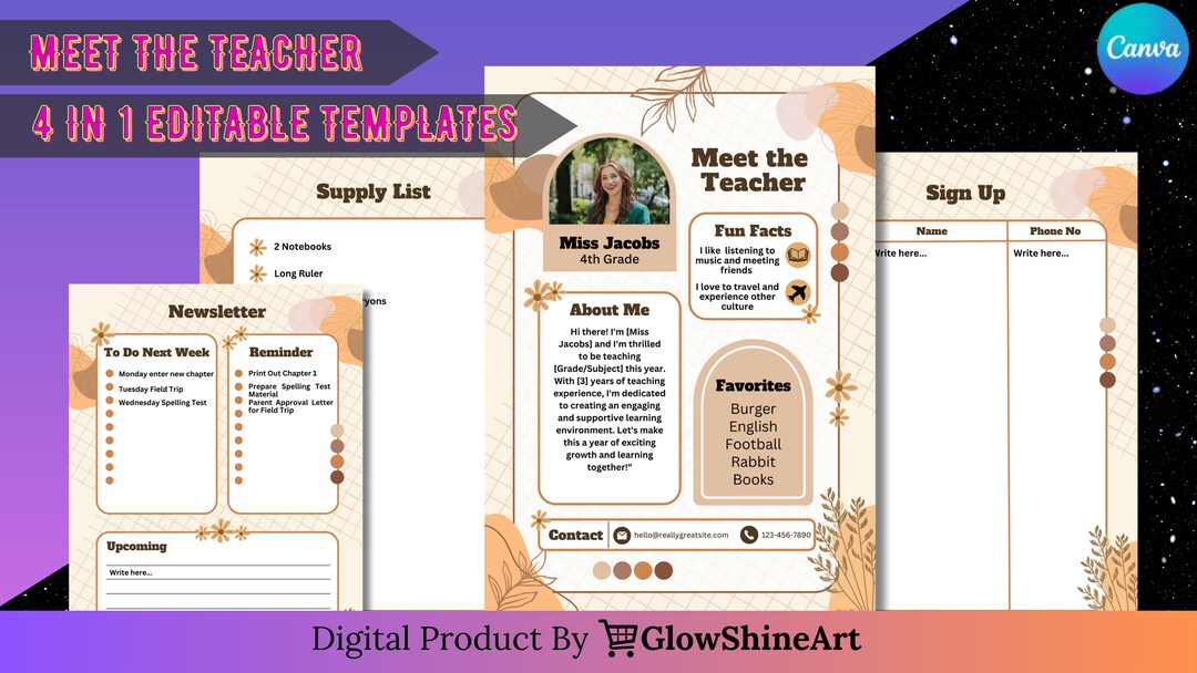 Brown Beige Aesthetic Meet the Teacher Template - Etsy