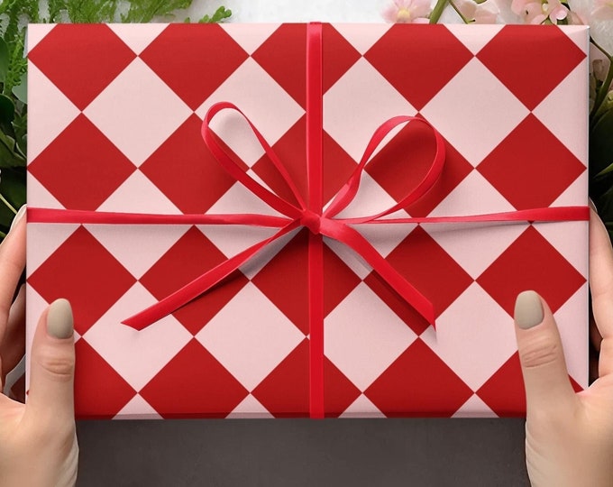 Crimson and White Vines Gift Wrap, Red and White Wrapping Paper ...