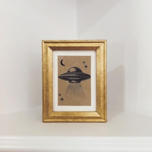 UFO Alien Abduction Art in Frame, Framed Mini Print, UFO Art Decor ...