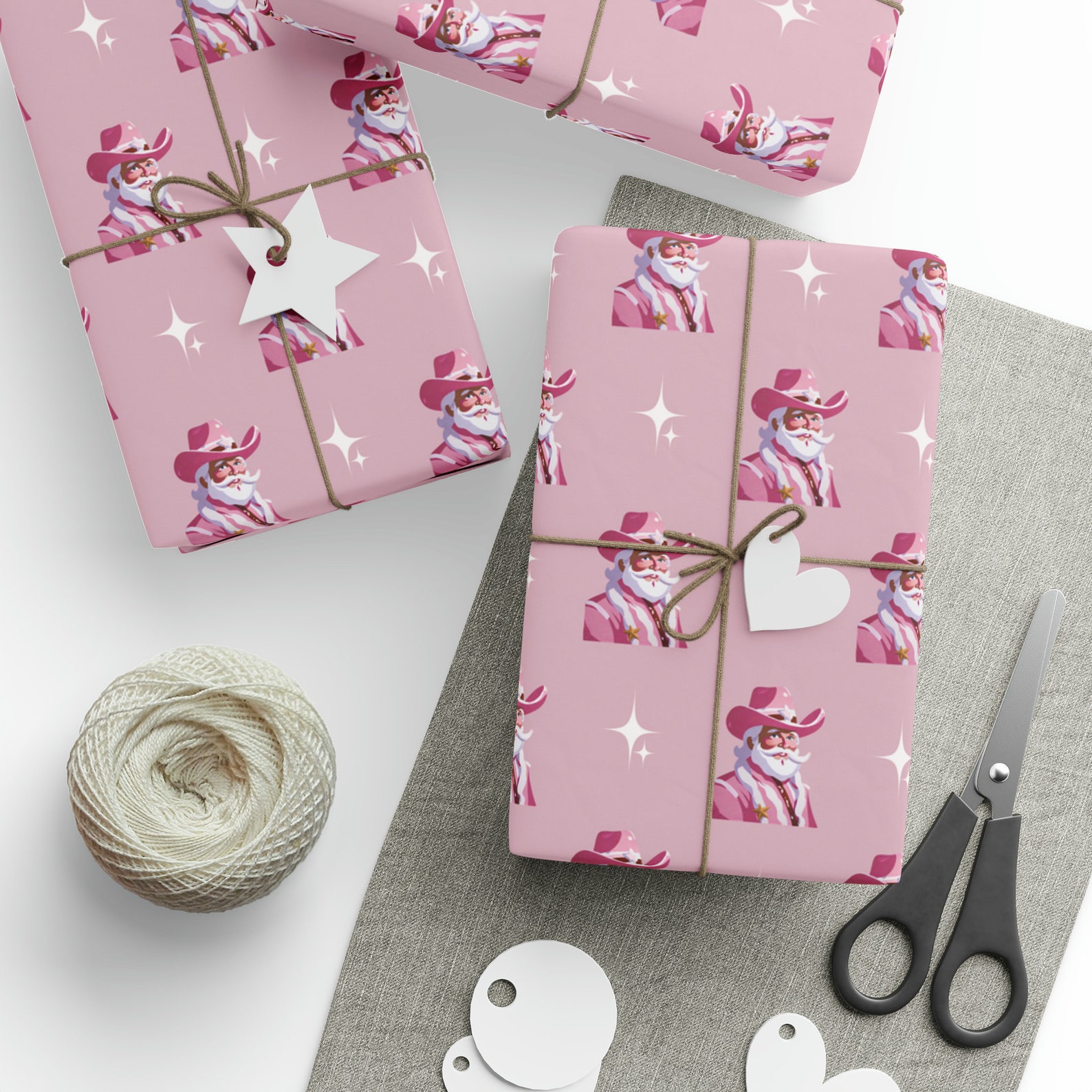 Pink Cowboy Santa Wrapping Paper, Funny Christmas Gift Wrap - Etsy