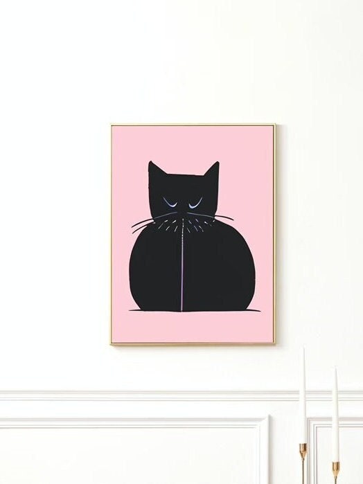 Sitting Pretty Kitty Cat Pink Poster Wall Art Gift Idea for - Etsy