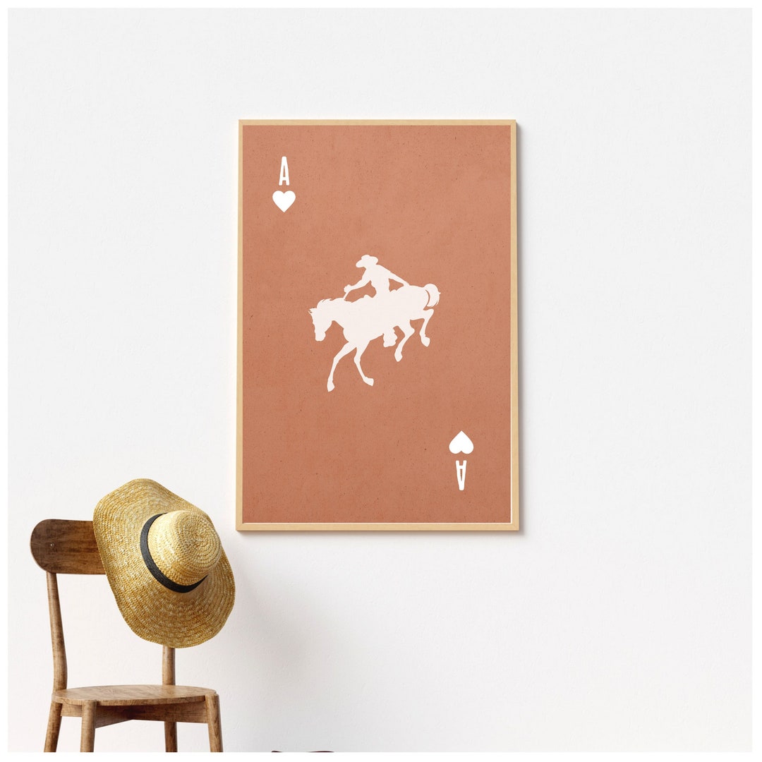 Western Cowboy Ace Card Wall Art Print, Western Cowboy Poster, - Etsy