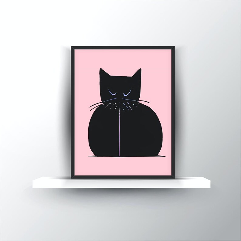 Sitting Pretty Kitty Cat Pink Poster Wall Art Gift Idea for - Etsy