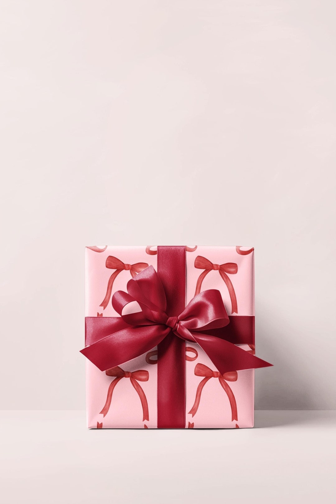 Pink & Red Coquette Bow Wrapping Paper, Preppy Wrapping Paper Roll ...