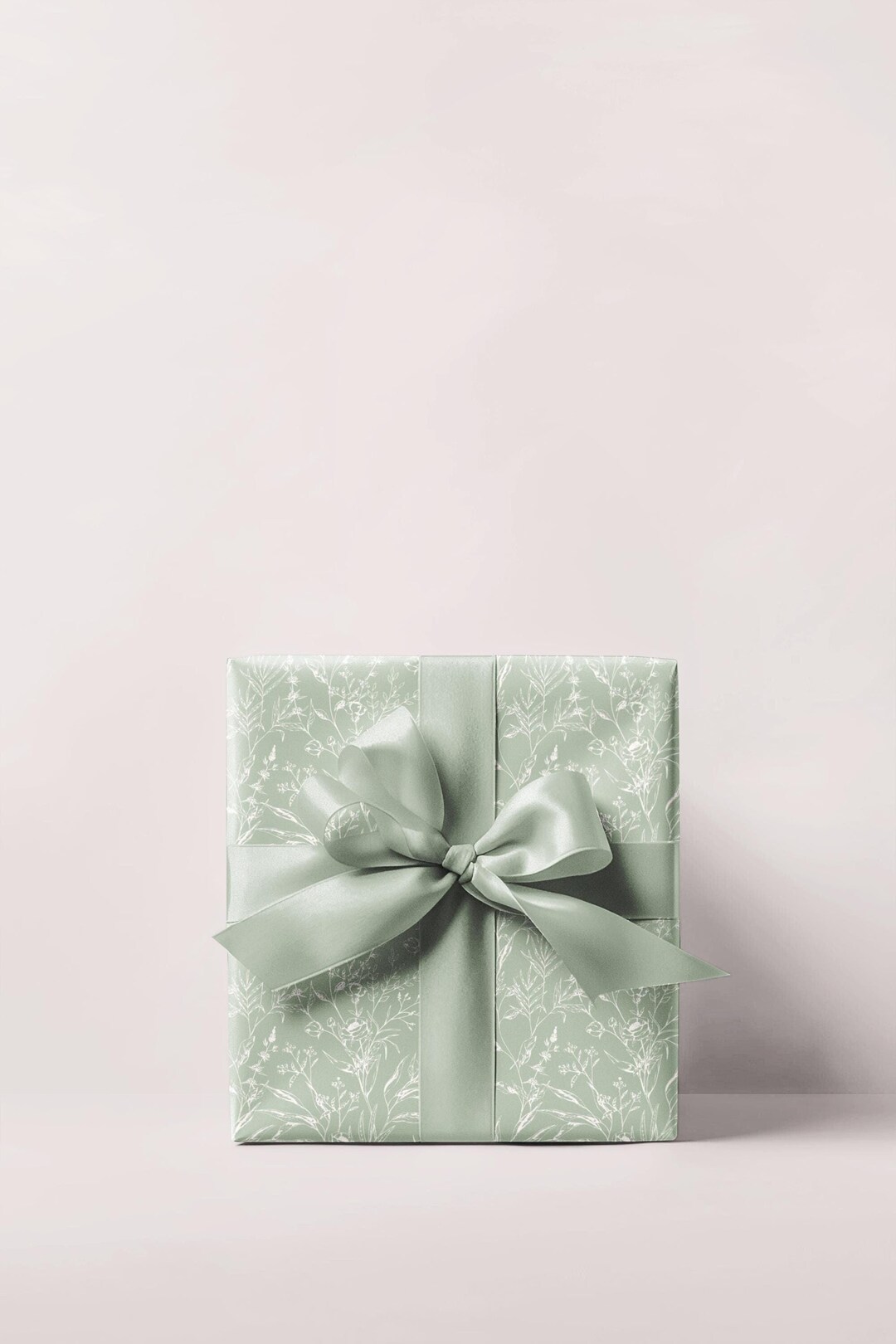 Sage Green Floral Wrapping Paper, Floral Gift Wrap Papers, Wedding ...