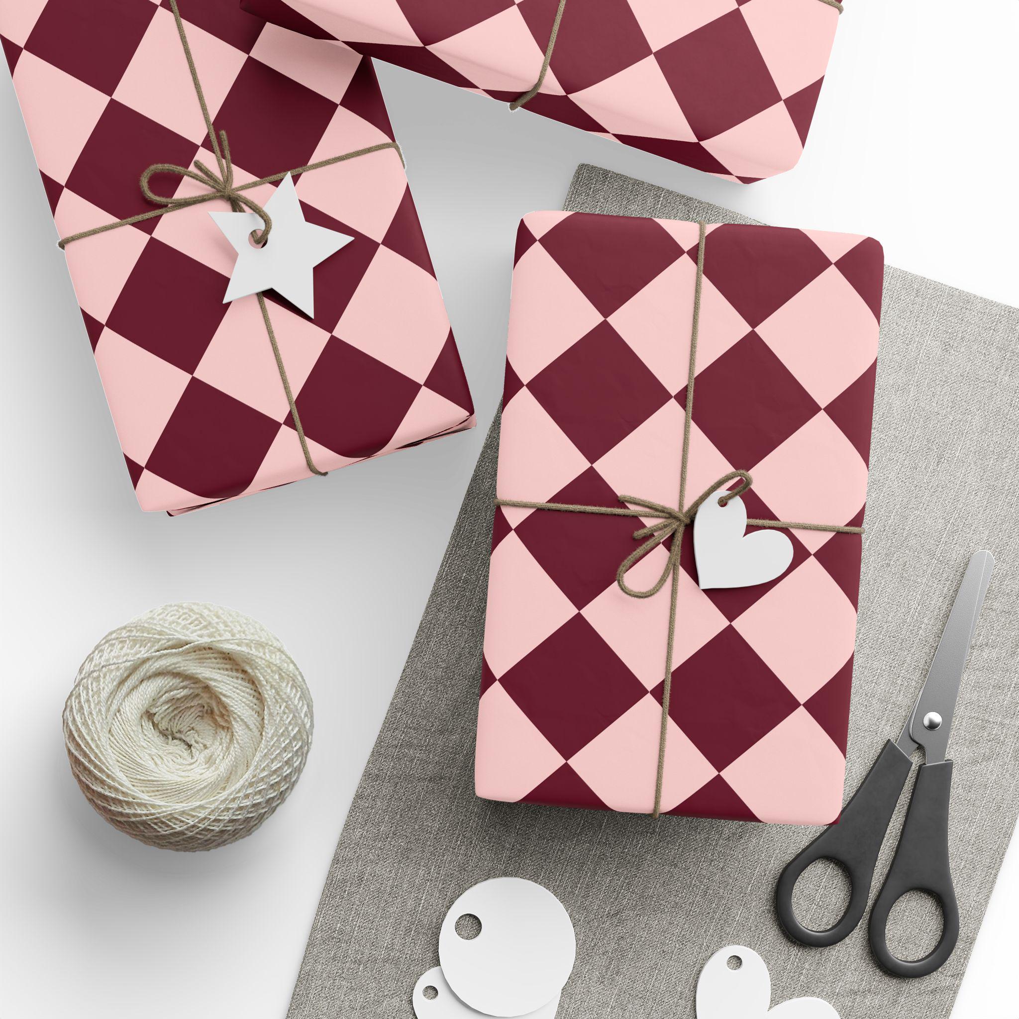 Burgundy & Blush Wrapping Paper Roll, Christmas Wrapping, Holiday Gift ...
