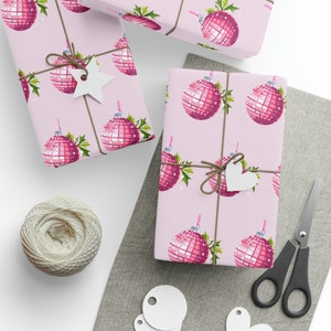 Retro Disco Ball Pink Christmas Wrapping Papers, Designer Christmas ...