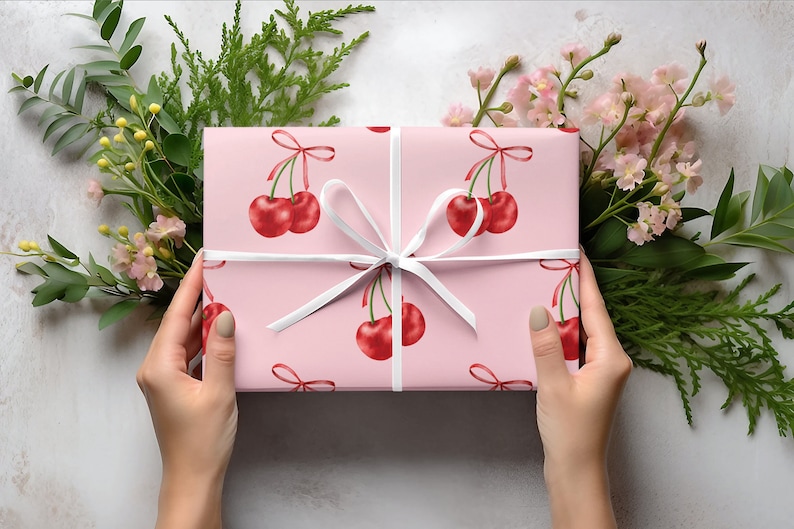 Cherries and Bows Wrapping Paper - Etsy