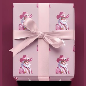 Pink Cowboy Santa Wrapping Paper, Funny Christmas Gift Wrap - Etsy