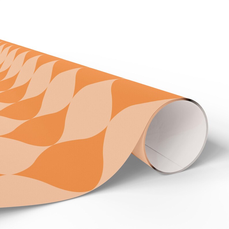 Tangerine Geometric Wrapping Paper Roll, Midcentury Modern Gift Wrap - Etsy