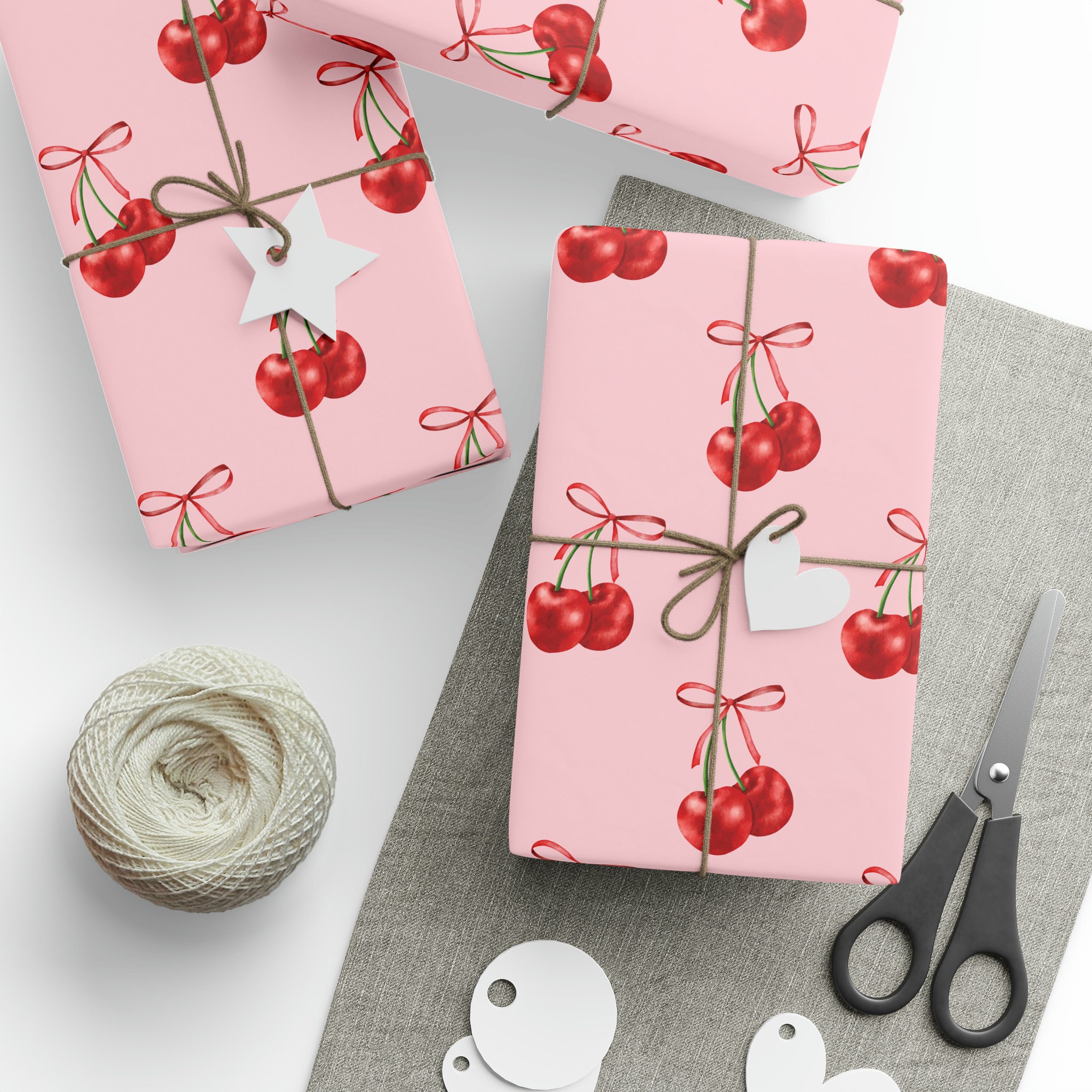 Cherries and Bows Wrapping Paper - Etsy