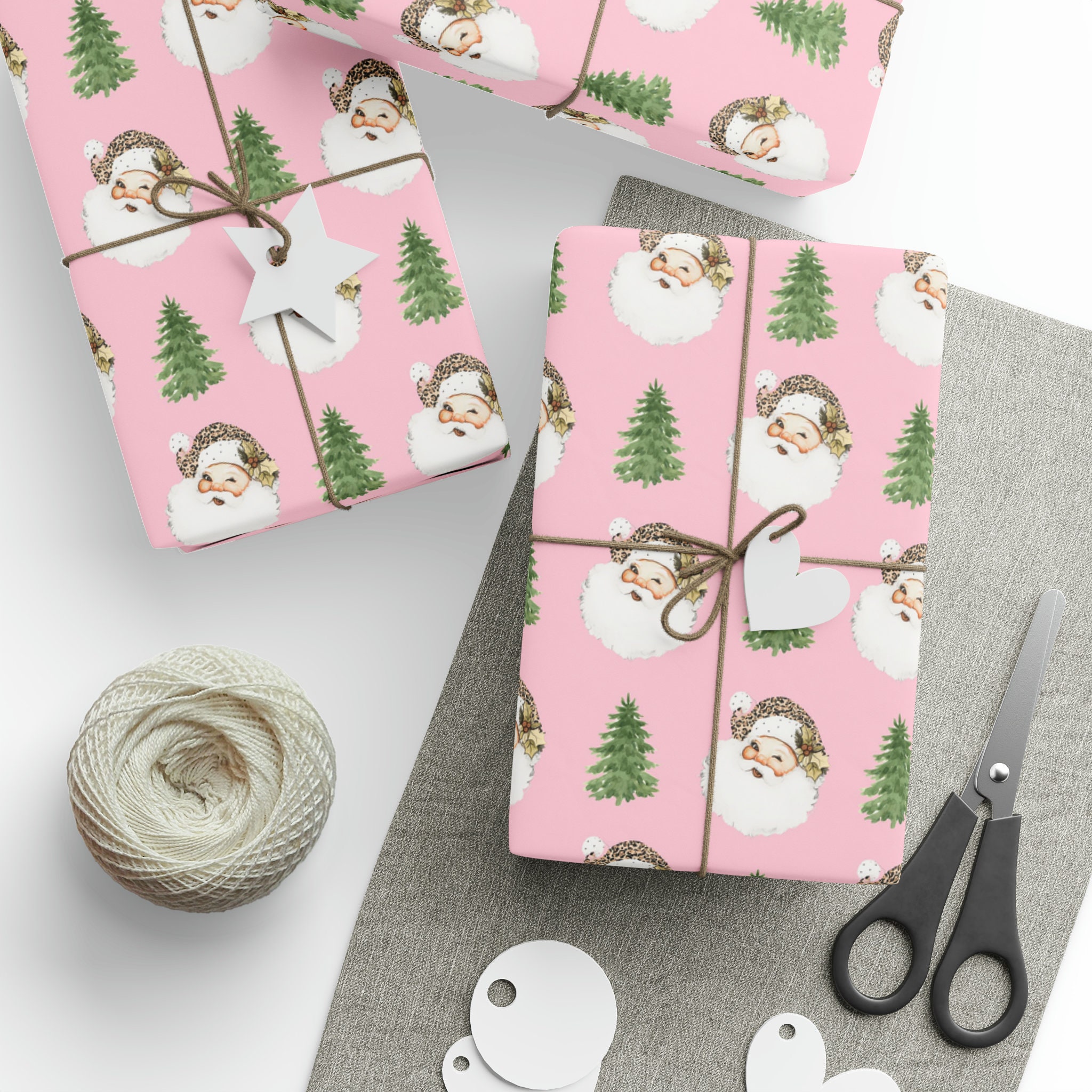 Pink Vintage Santa Wrapping Paper Cute Christmas Wrapping Paper Roll ...
