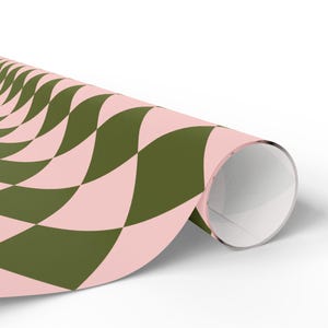 Green & Pink Checkered Wrapping Paper Roll, Boho Gift Wrapping, Pink ...
