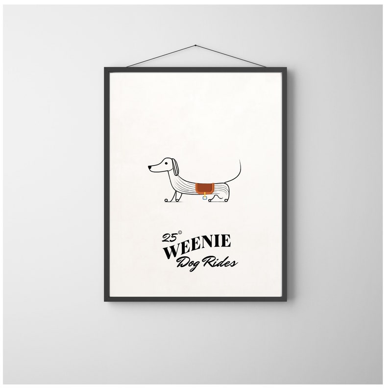 Weenie Dog Rides Funny Wall Art Poster, Kid's Room Decor, Funny ...