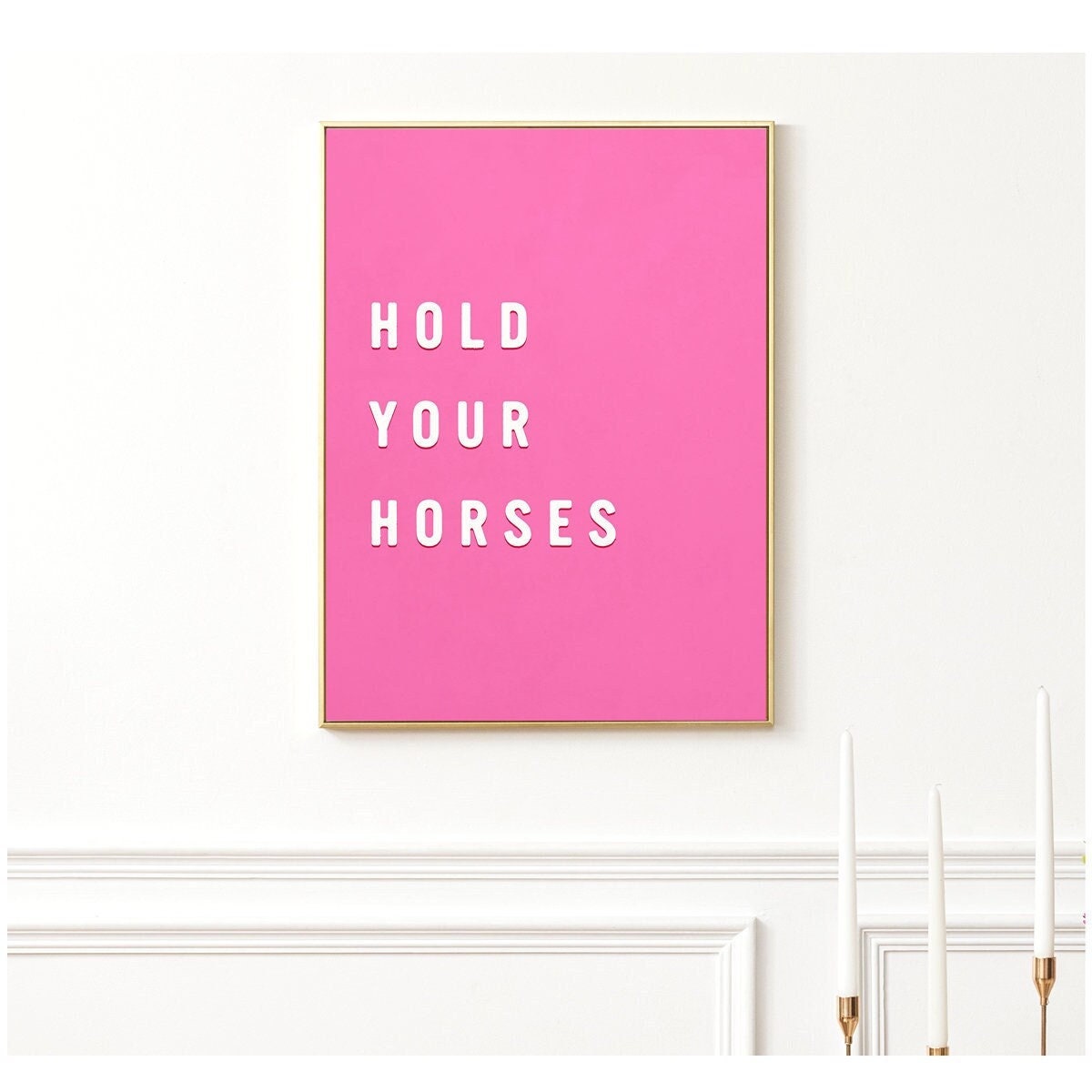 Retro Hold Your Horses Poster Wall Art, Preppy Pink Wall Art, Cowgirl ...