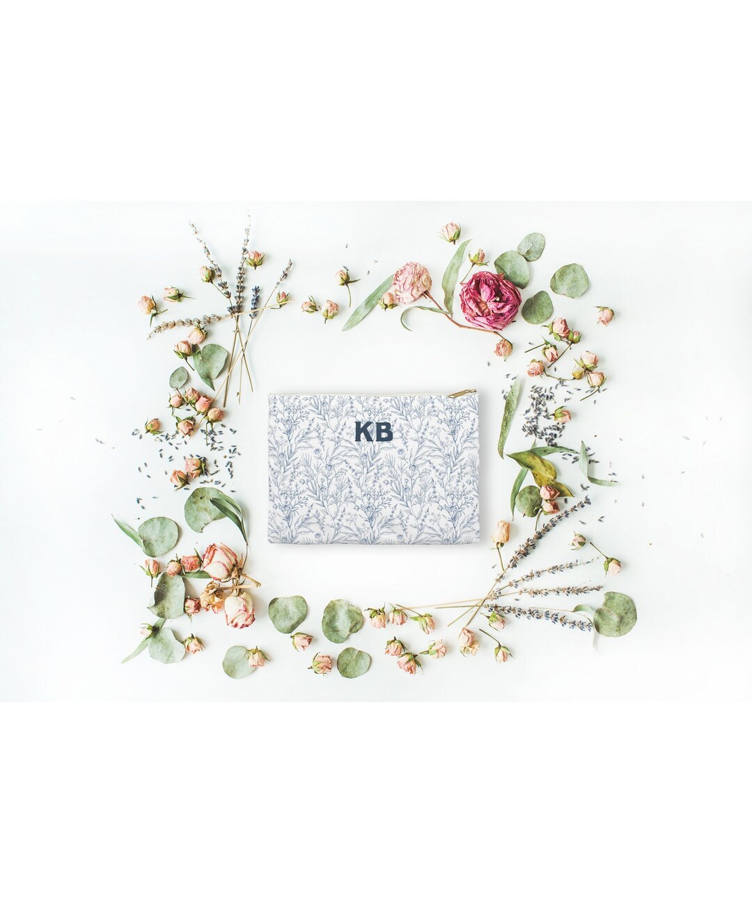 Personalized Initial Toile Chinoiserie Accessory Pouch, Monogram Pouch ...
