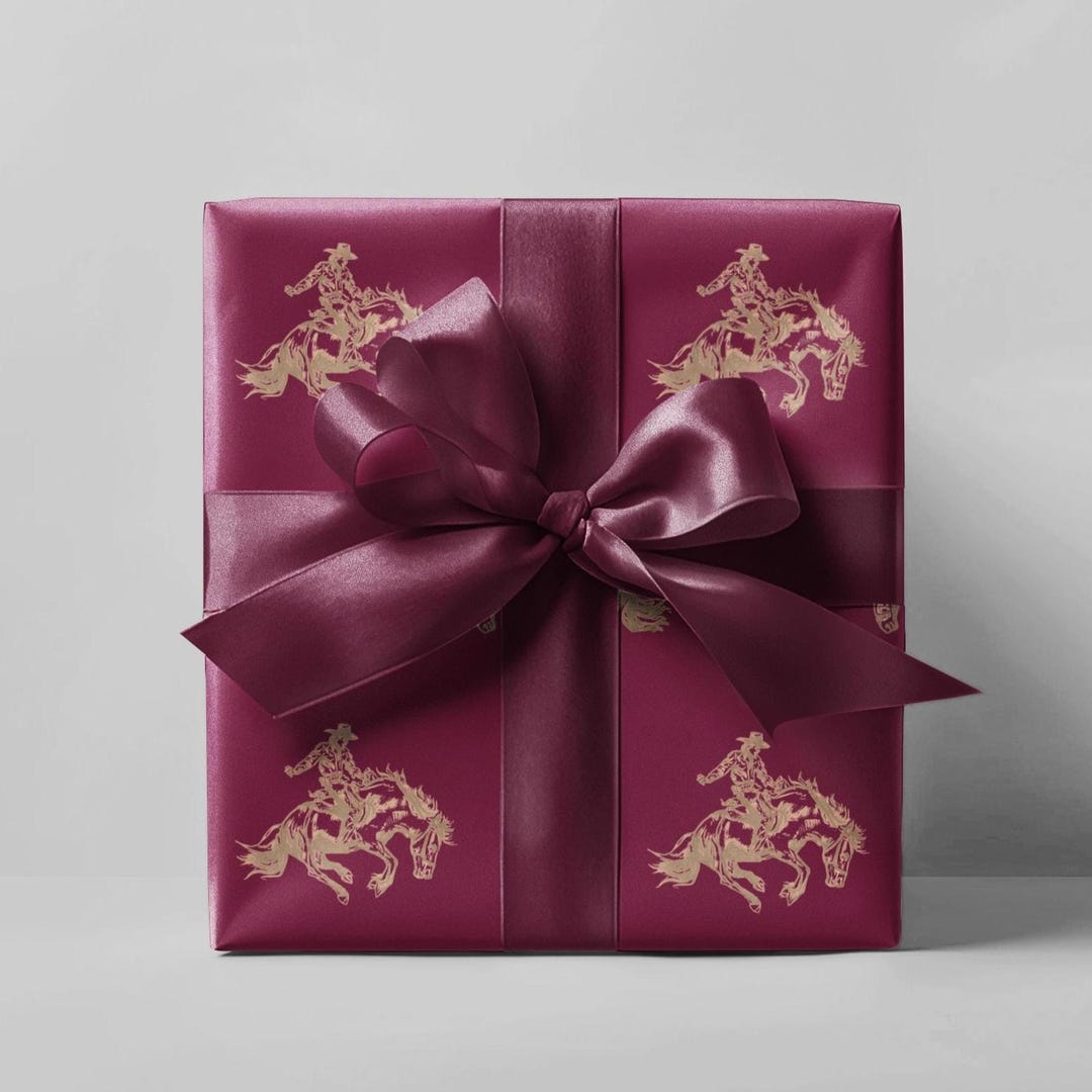Crimson Cowboy Western Rodeo Wrapping Paper Roll, Western Christmas ...