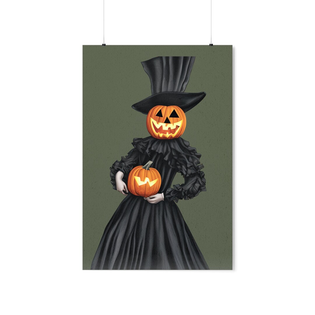 Jack O Lantern Witch Matte Tan Finish Halloween Wall Decor | Unframed ...