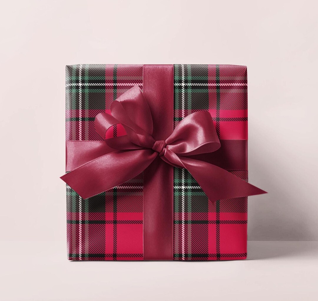 Classic Red Plaid Wrapping Paper Roll, Red Plaid Gift Wrap, Holiday ...