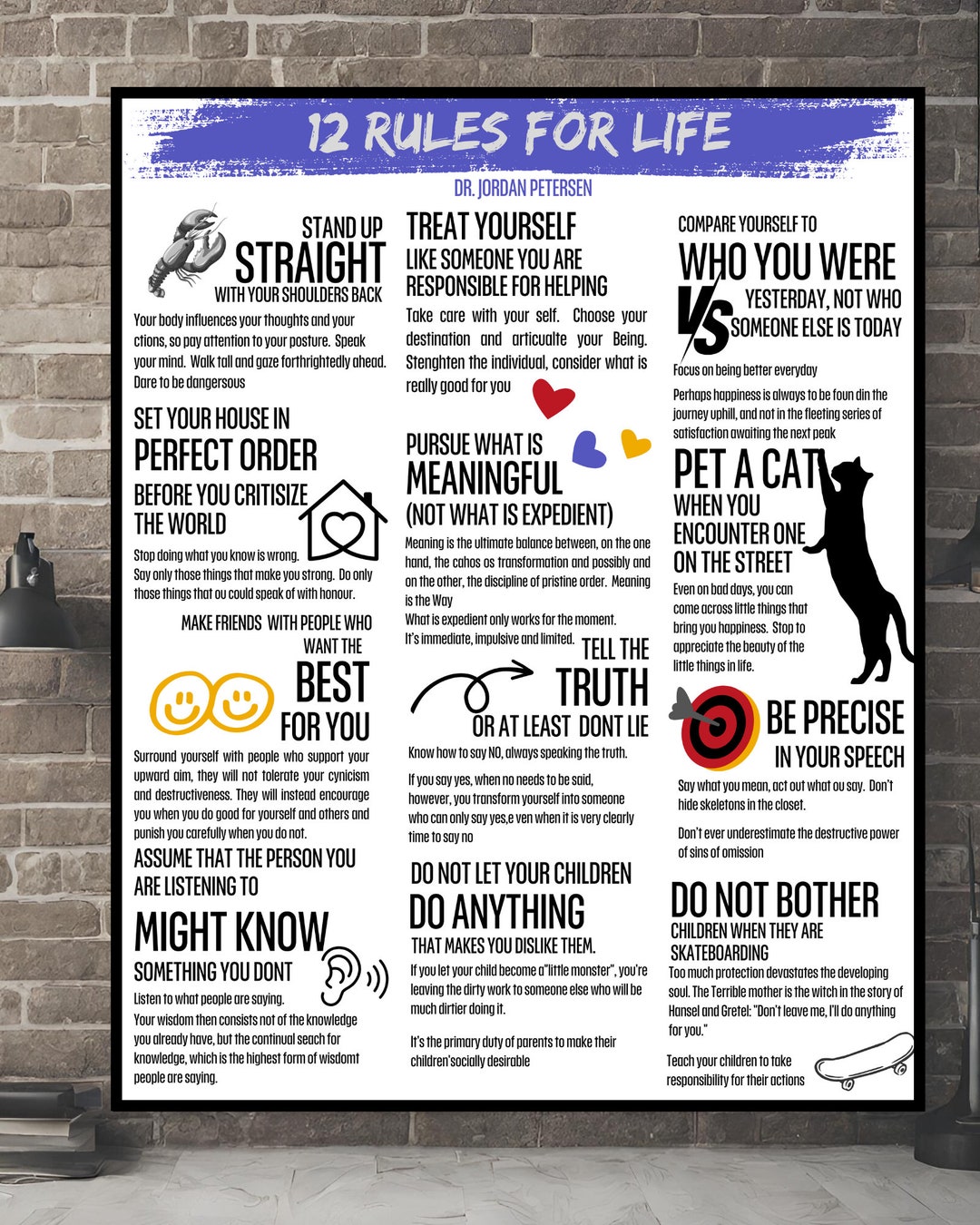 Digital Print 12 Rules of Life by Jordan Peterson - Etsy
