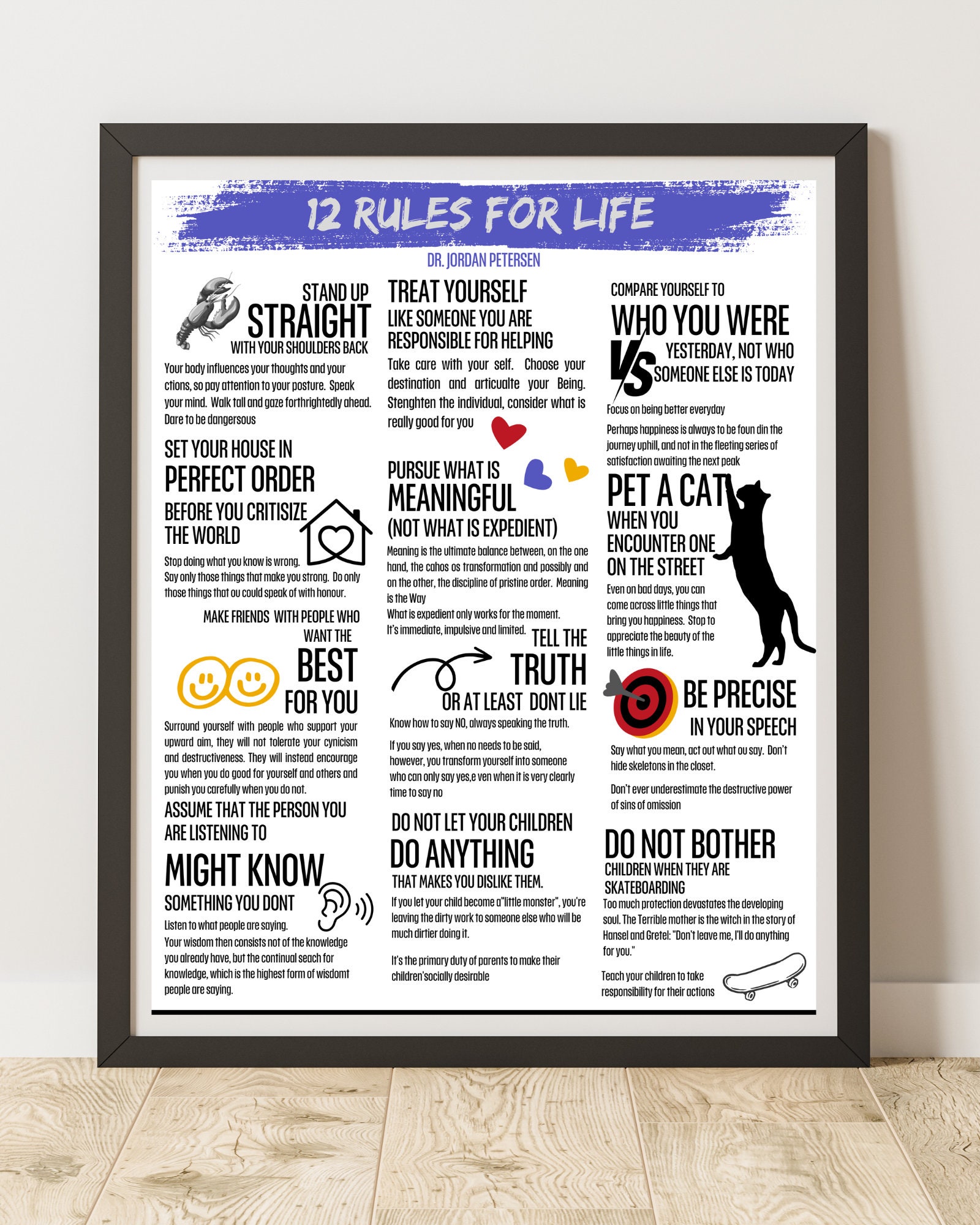 Digital Print 12 Rules of Life by Jordan Peterson - Etsy