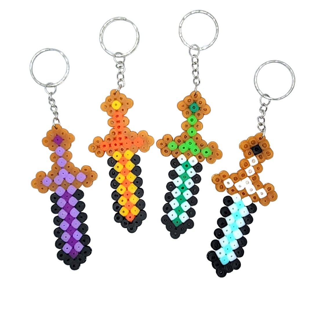 Perler Hama Bead Minecraft Sword Various Colours Keychain 1pc - Etsy