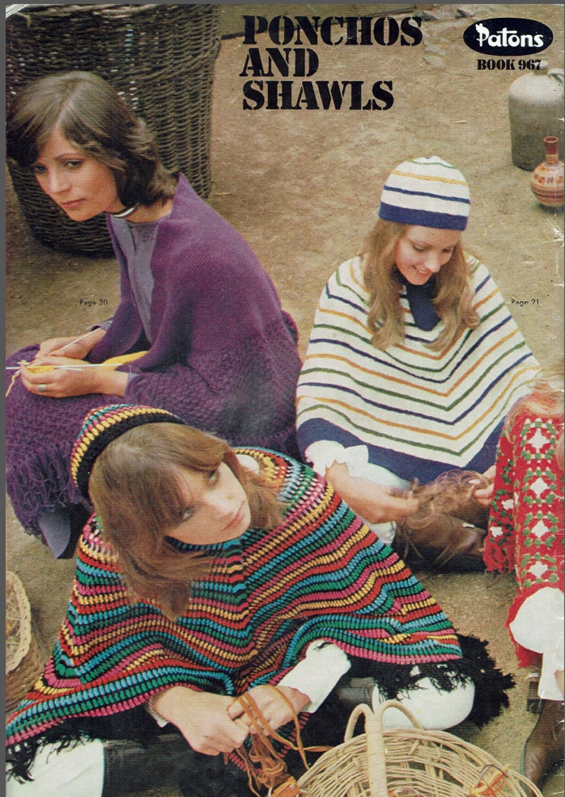 Retro Knitting Pattern Booklet - Poncho's & Shawls - Etsy