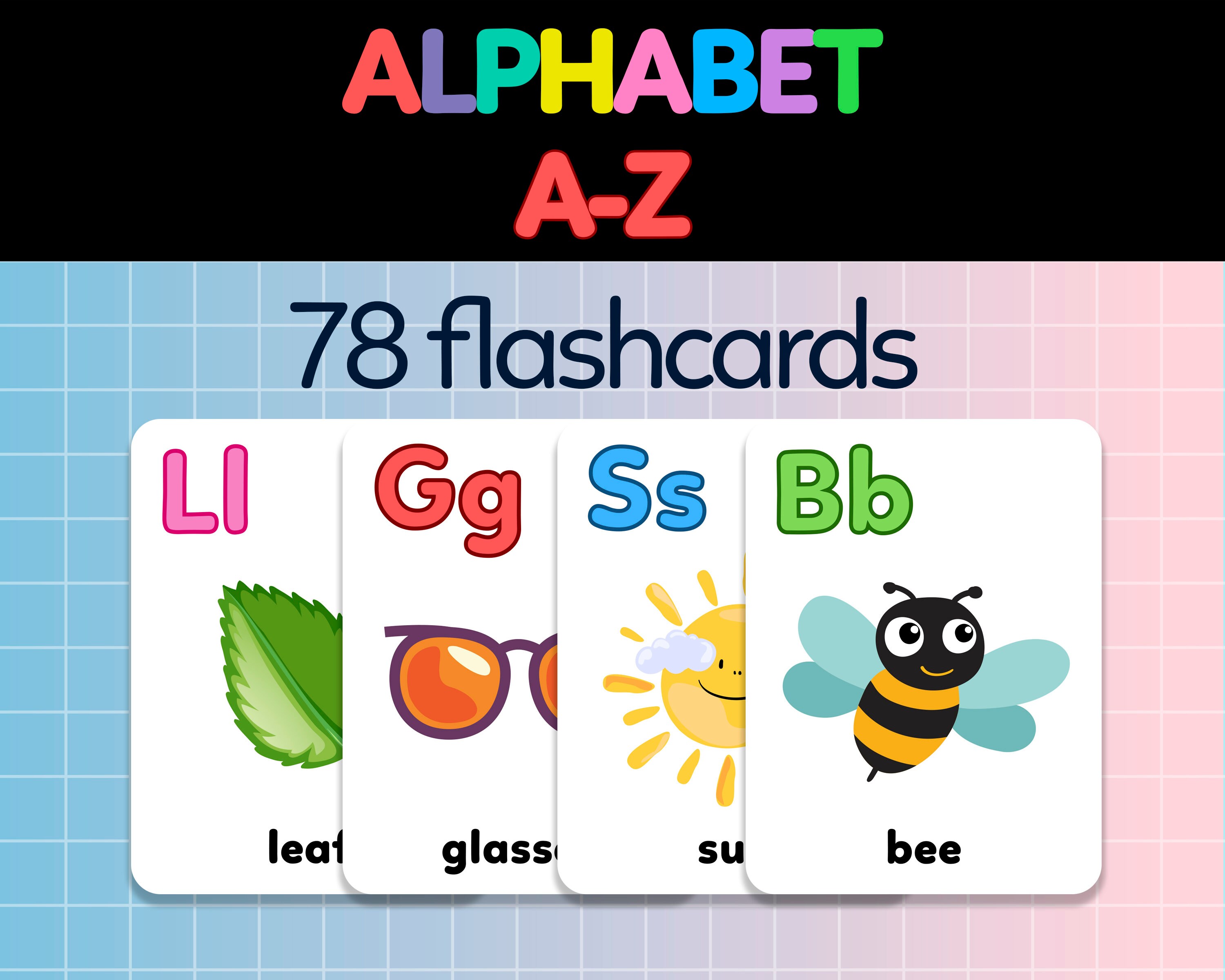 ABC Alphabet Flash Cards (78 Cards) | ABC Flashcards | A-Z Flashcards ...