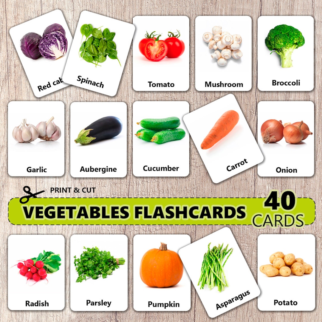 40 Vegetables Flash Cards (real Pictures) • Montessori Cards ...