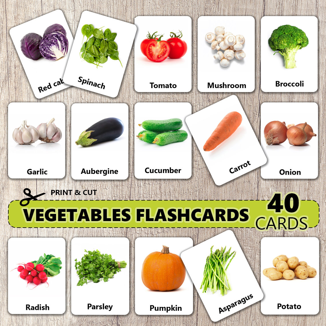 40 Vegetables Flash Cards (real Pictures) • Montessori Cards ...