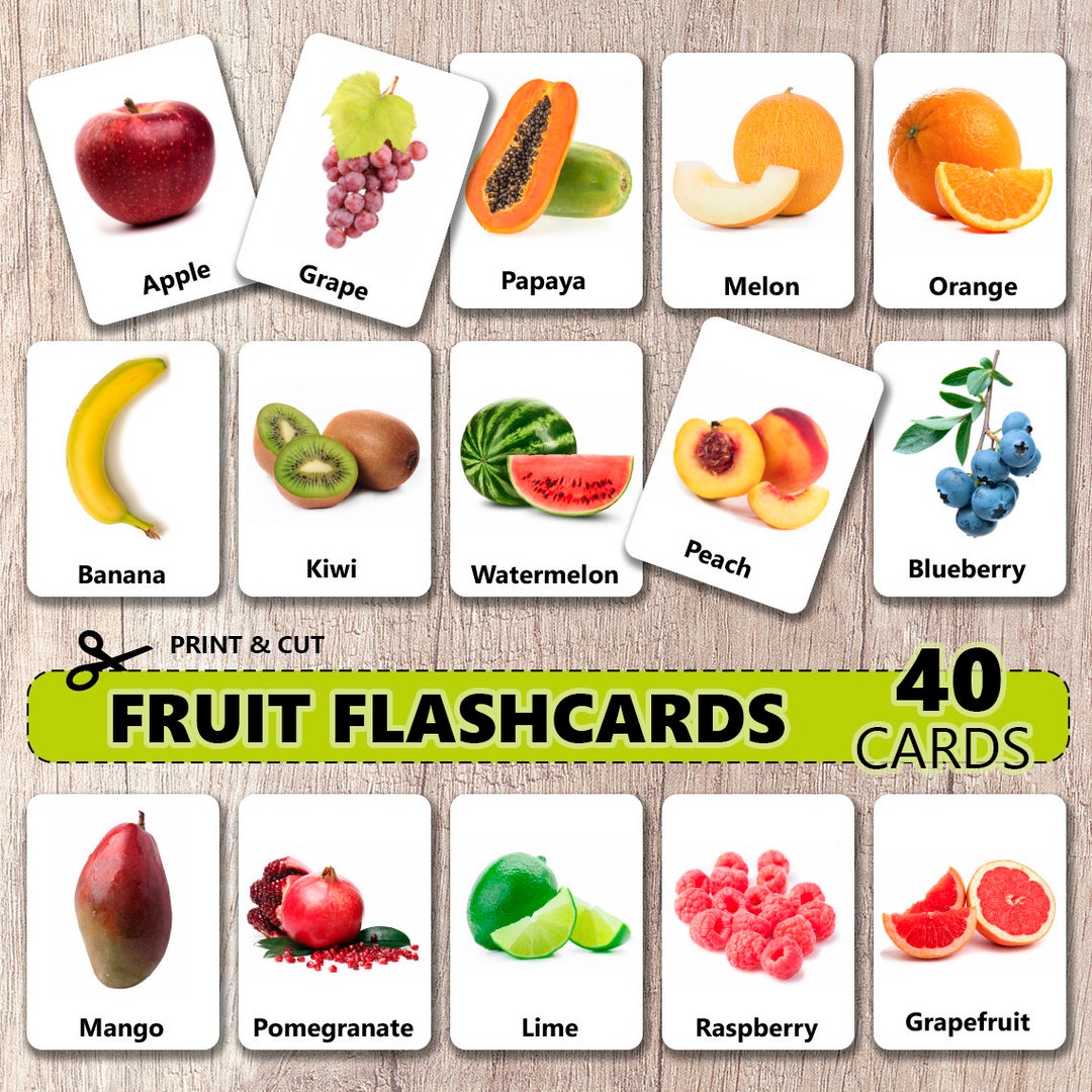 40 Fruits Flash Cards (real Pictures) • Montessori Cards • Flashcards ...