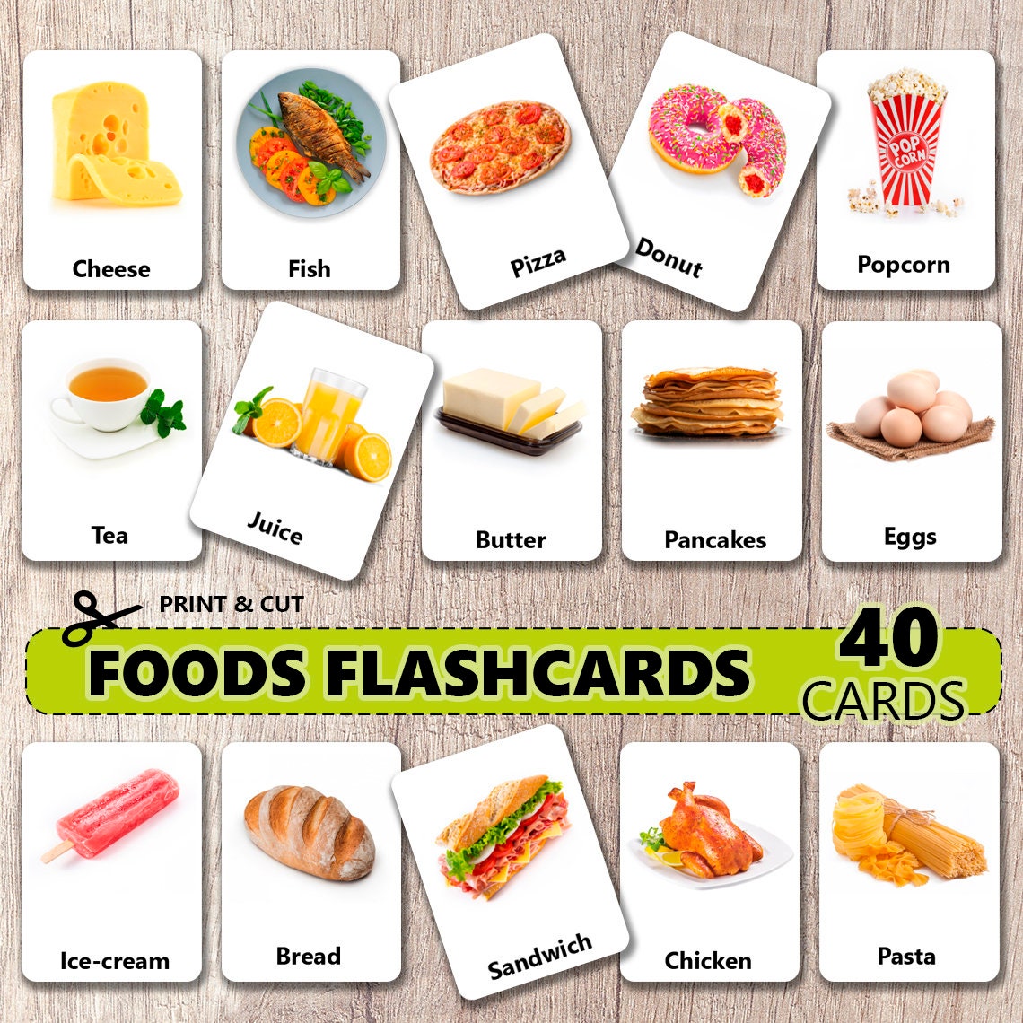 40 Foods Flash Cards (real Pictures) • Montessori Cards • Flashcards ...