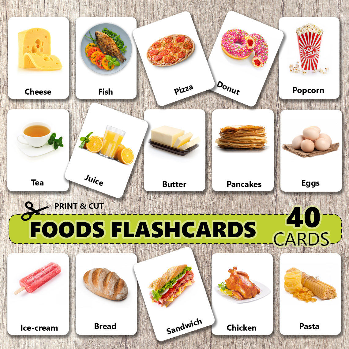 40 Foods Flash Cards (real Pictures) • Montessori Cards • Flashcards ...