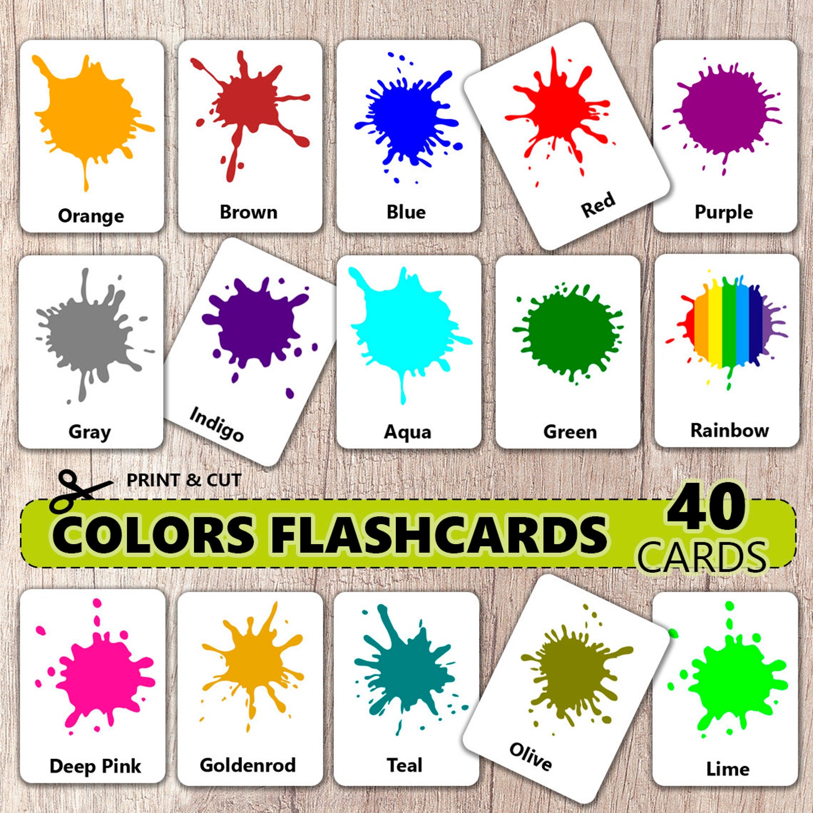 40 Colors Flash Cards • Montessori Cards • Flashcards Nomenclature ...