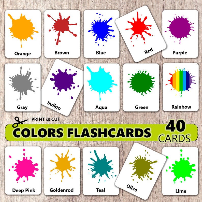 40 Colors Flash Cards • Montessori Cards • Flashcards Nomenclature ...