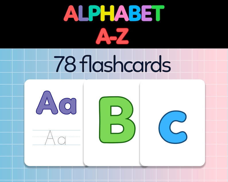 Alphabet Flash Cards (78 Cards) | ABC Flashcards | A-Z Flashcards ...