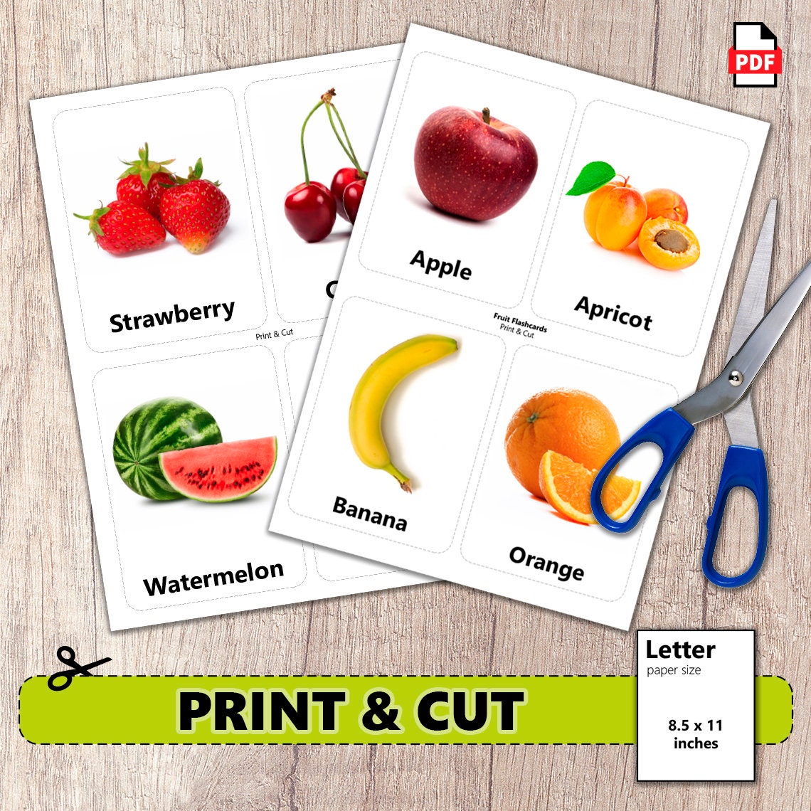 40 Fruits Flash Cards (real Pictures) • Montessori Cards • Flashcards ...