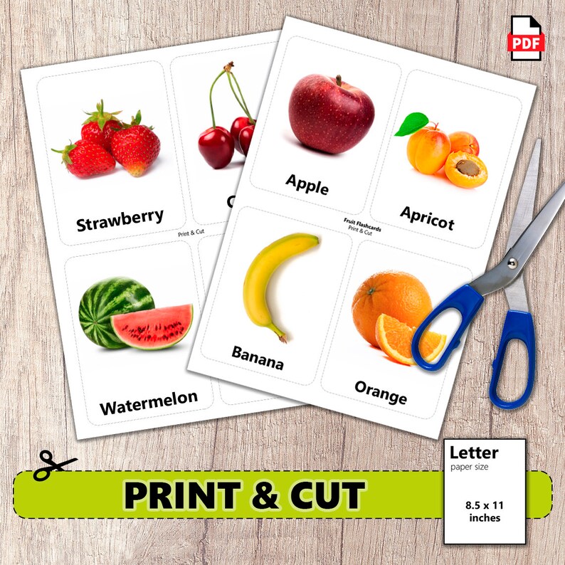 40 Fruits Flash Cards (real Pictures) • Montessori Cards • Flashcards ...