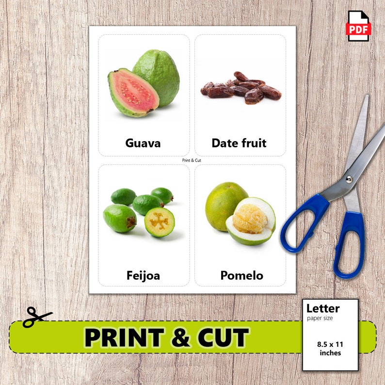 40 Fruits Flash Cards (real Pictures) • Montessori Cards • Flashcards ...