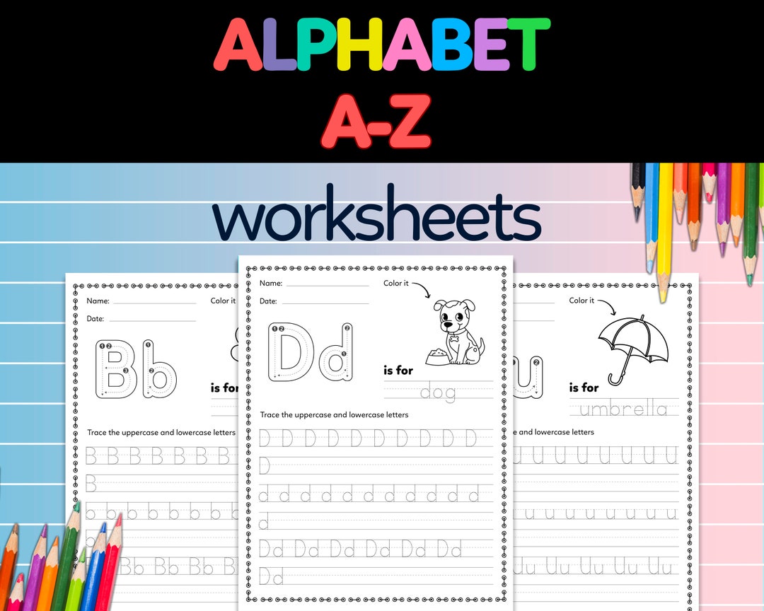 A-Z Alphabet Letter Tracing Worksheets. 26 Coloring Pages - Etsy