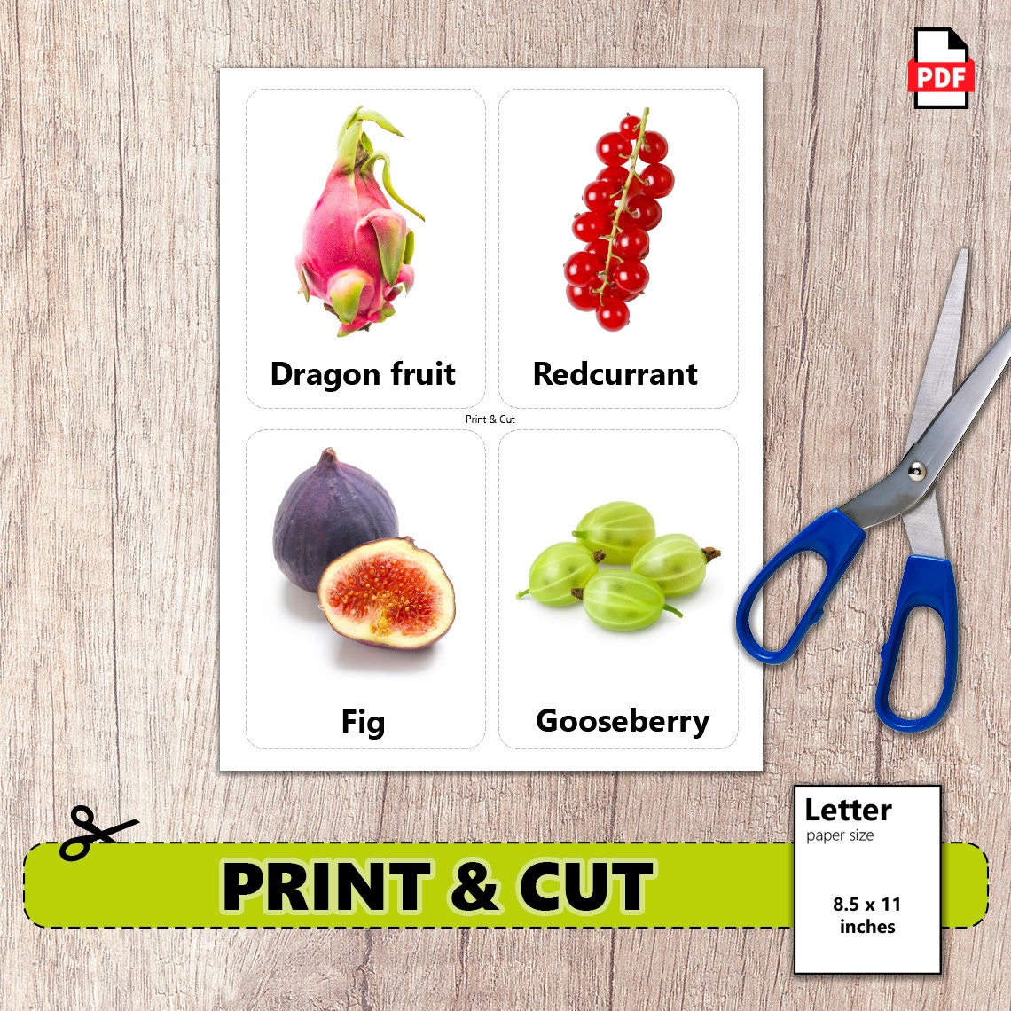 40 Fruits Flash Cards (real Pictures) • Montessori Cards • Flashcards ...