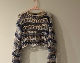 Crochet Open Front Mesh Cover up Sweater - Etsy