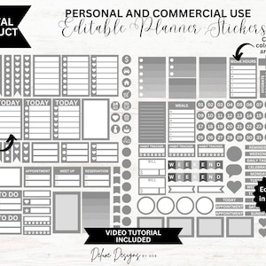 100+ Editable Functional Planner Stickers - Personal and Commercial Use ...