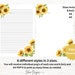 Printable Sunflower Writing Paper - 6 Styles - 3 Sizes - 8.5 X 11, A4 ...